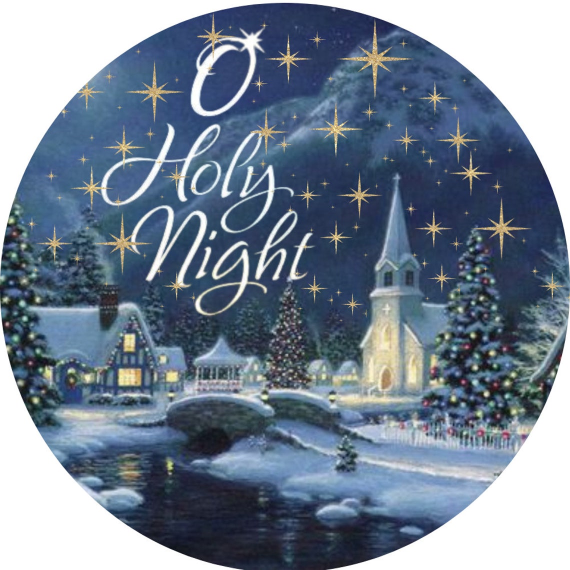 O Holy Night, Metal Wreath Sign, Door Decor, Round Wreath Sign. Now ...