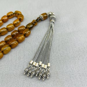 Honey Color Amber Tasbih, 925 Silver Special Tassel, Luxury Amber Beads ...