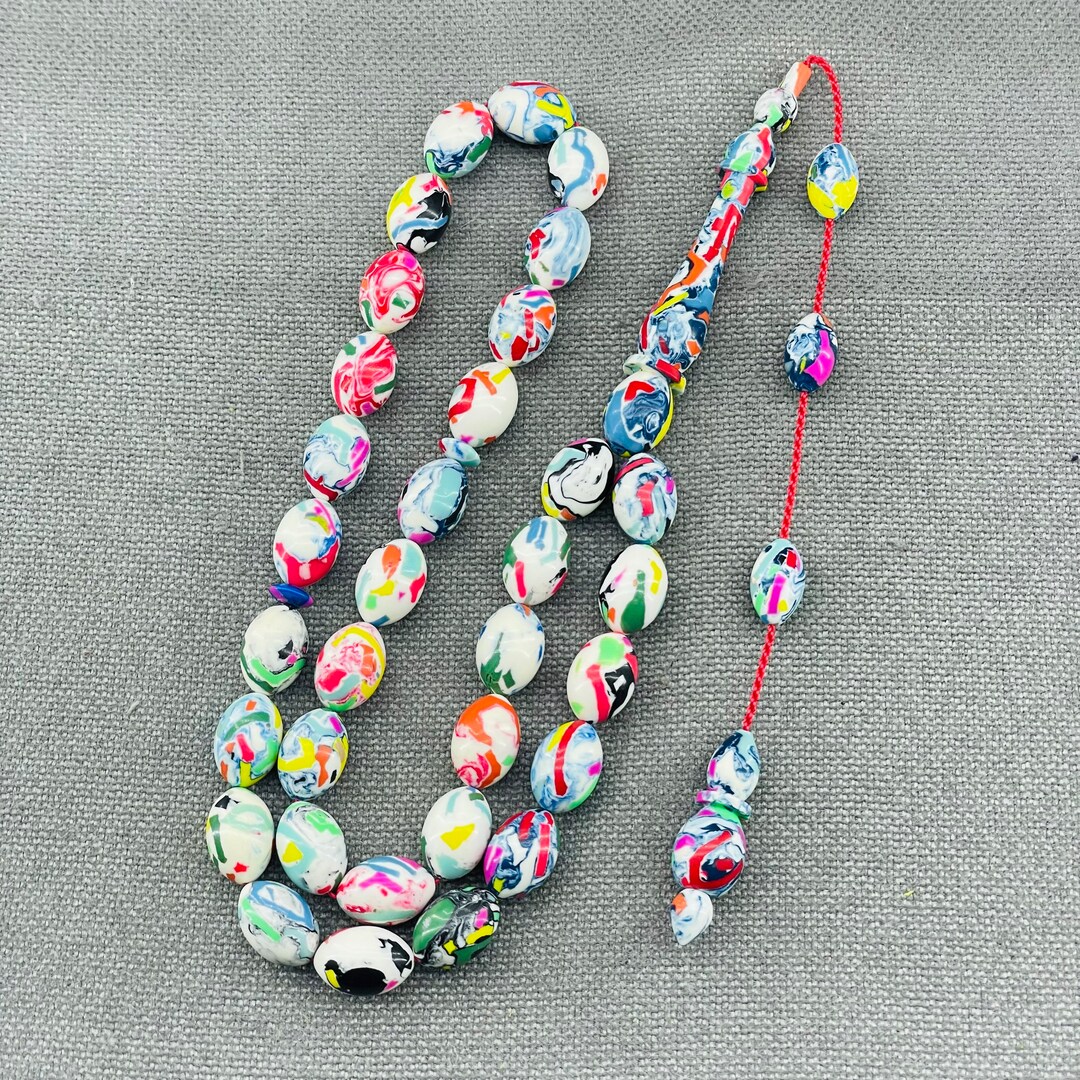 Islamic Prayer Beads, Natural Arizona Stone, Tasbeeh 33, Multicolored ...