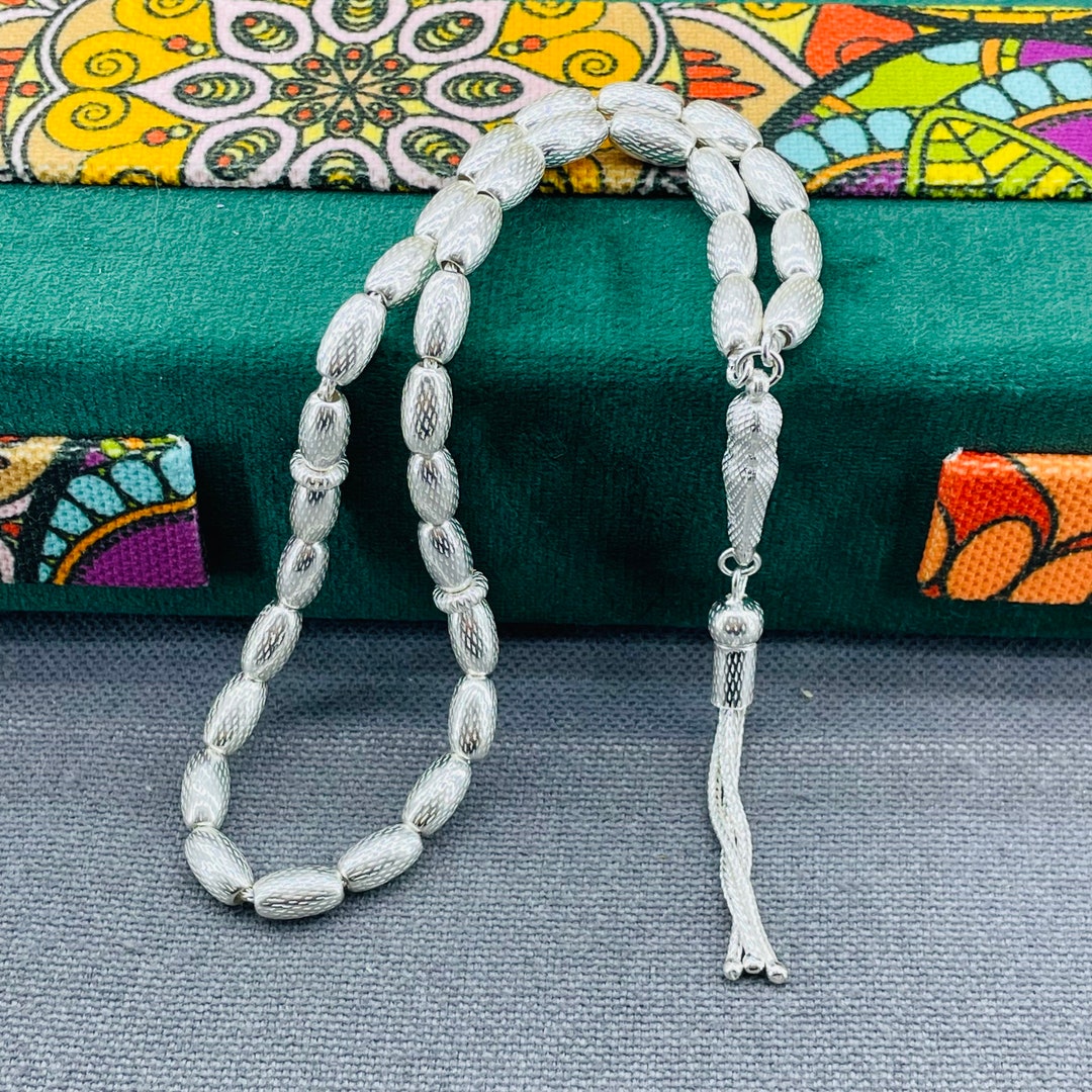 Pure 925k Silver Tasbeeh, Islamic Prayer Beads, Tasbih Prayer Beads ...