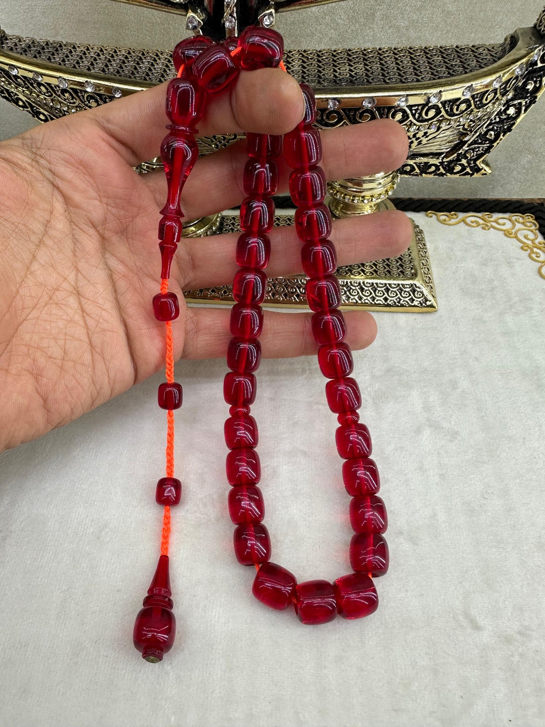 Red Amber Tasbih Turkish System Tassel Unique Islamic - Etsy