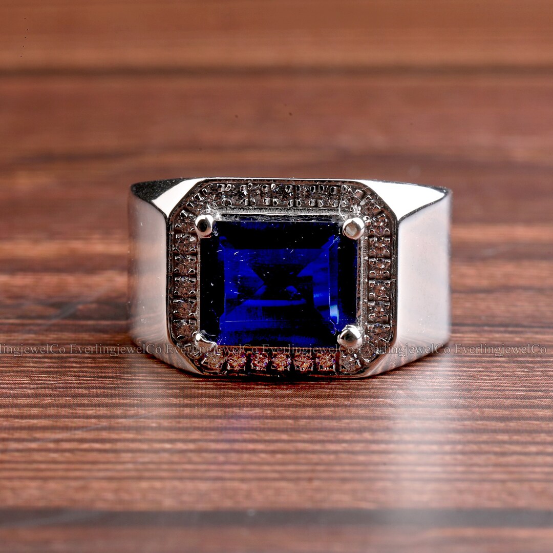 Bold and Brilliant Men's Ring, Mid Century Gemstone Ring, 925 Sterling ...