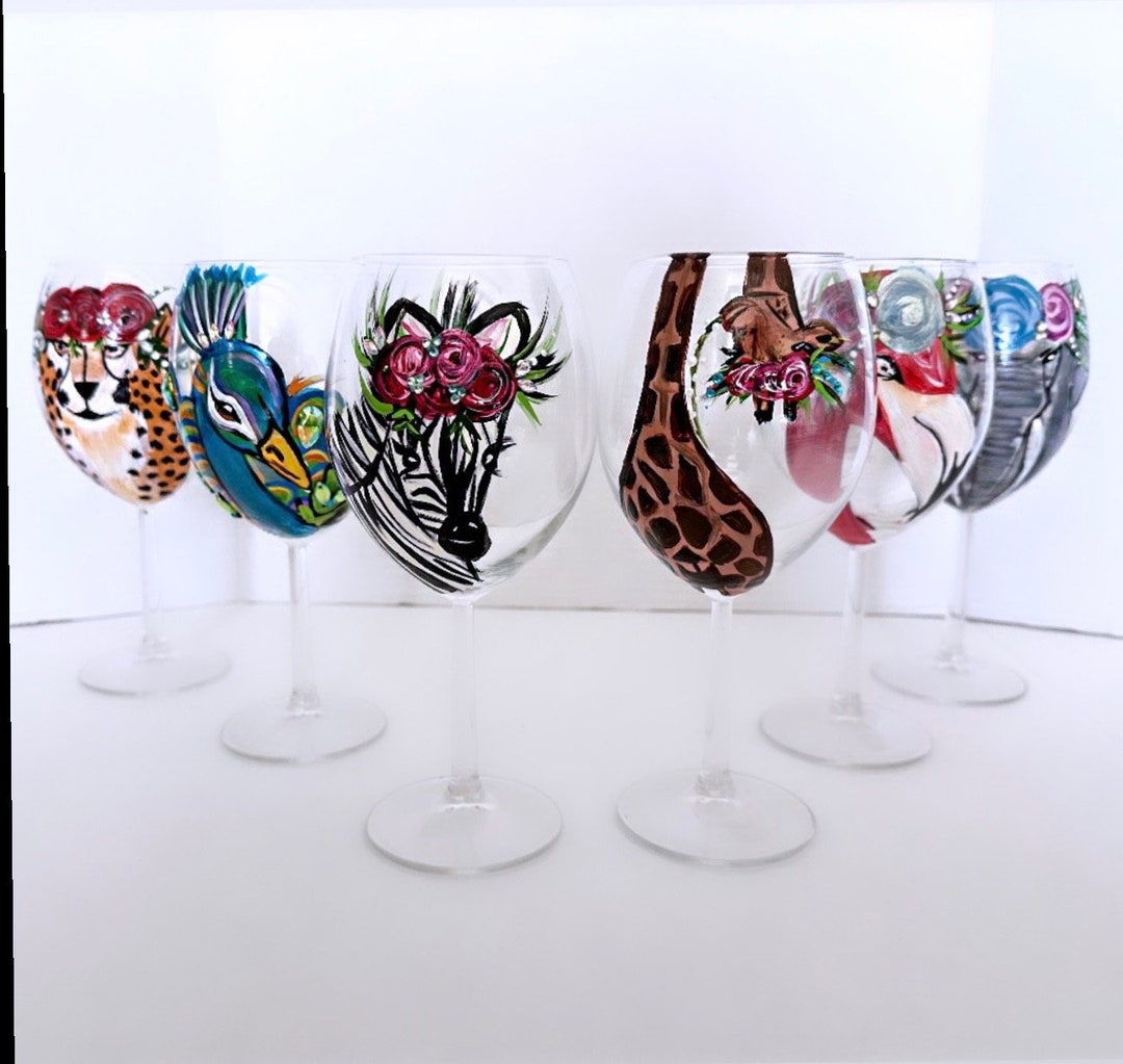 Animal Kingdom Wine Glass Set 6 Glasses 20 Oz Pick Your Animals - Etsy