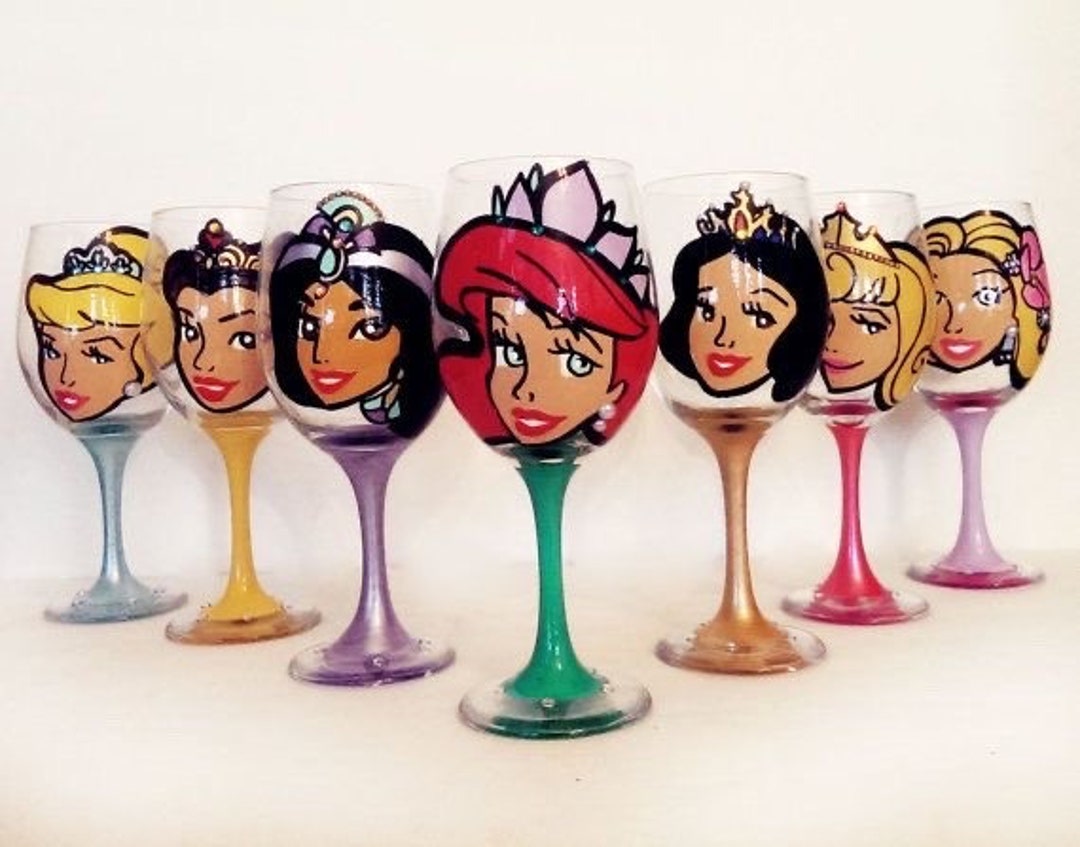 Disney Princess Wine Glass Set 7 Glasses Choose Your - Etsy