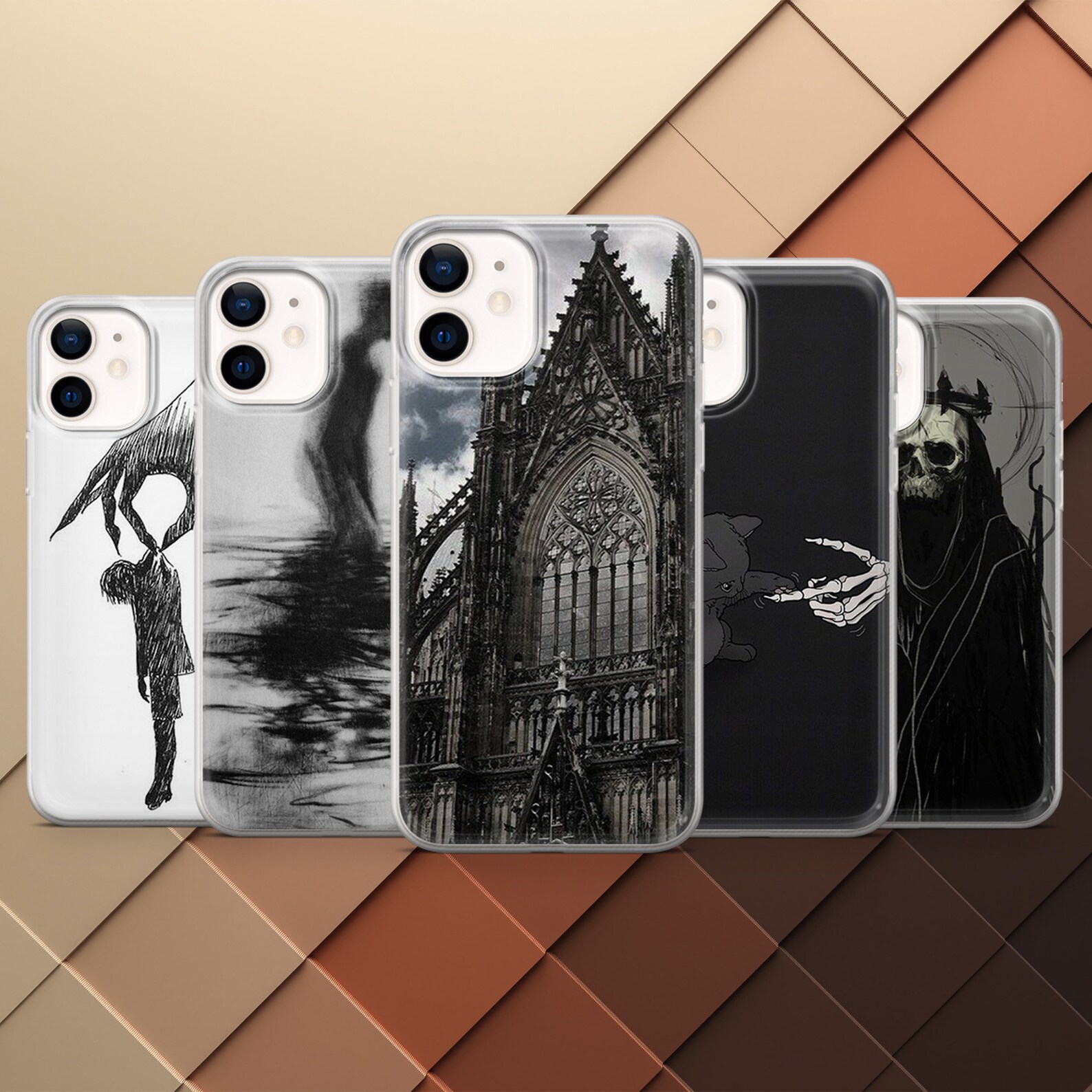 Gothic Black Funeral Case Cover Fit for iPhone 14pro, 13, 12, 11, X,xr ...
