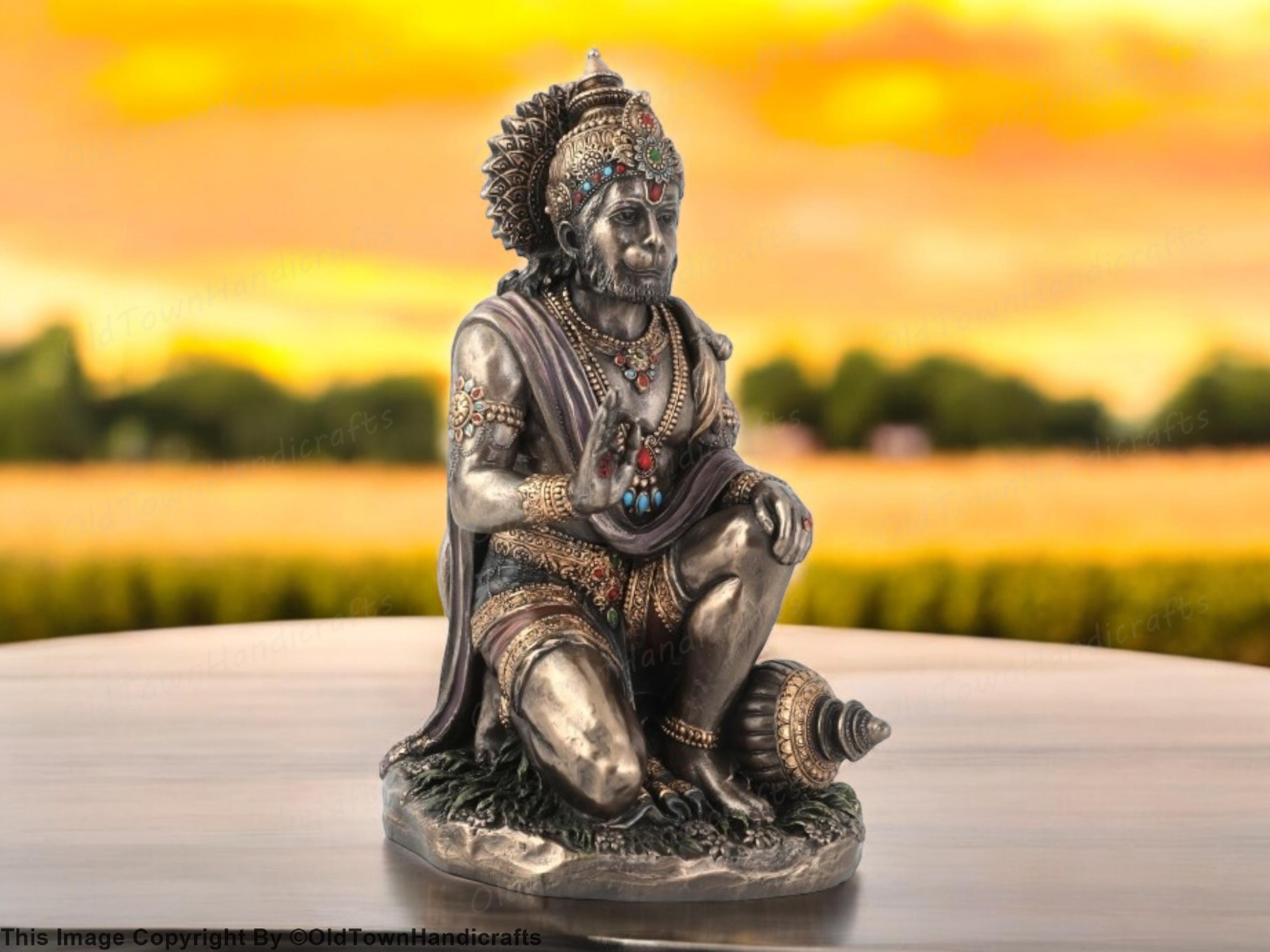 Copper Finish Hanuman Statue Hindu God of Strength & Devotion Home ...