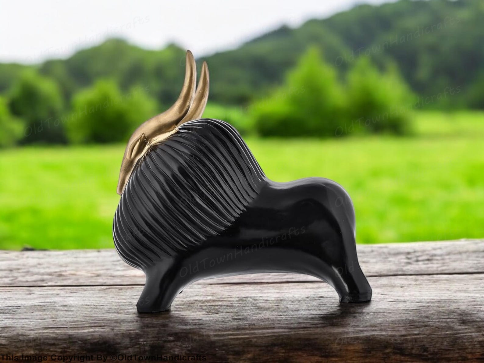 Black Yak Sculpture With Golden Horns Polyresin Home Decor Strength ...