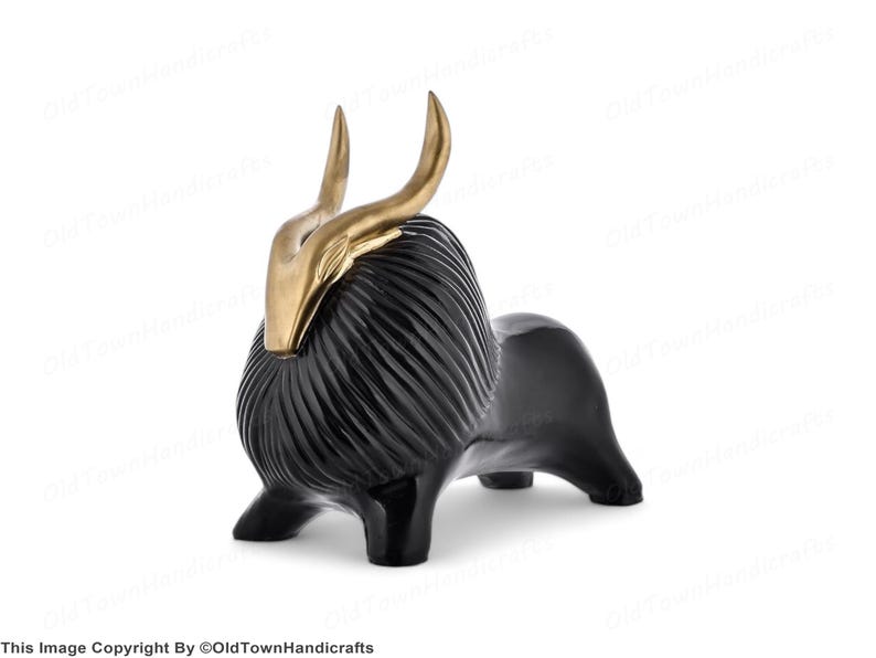Black Yak Sculpture With Golden Horns Polyresin Home Decor Strength ...