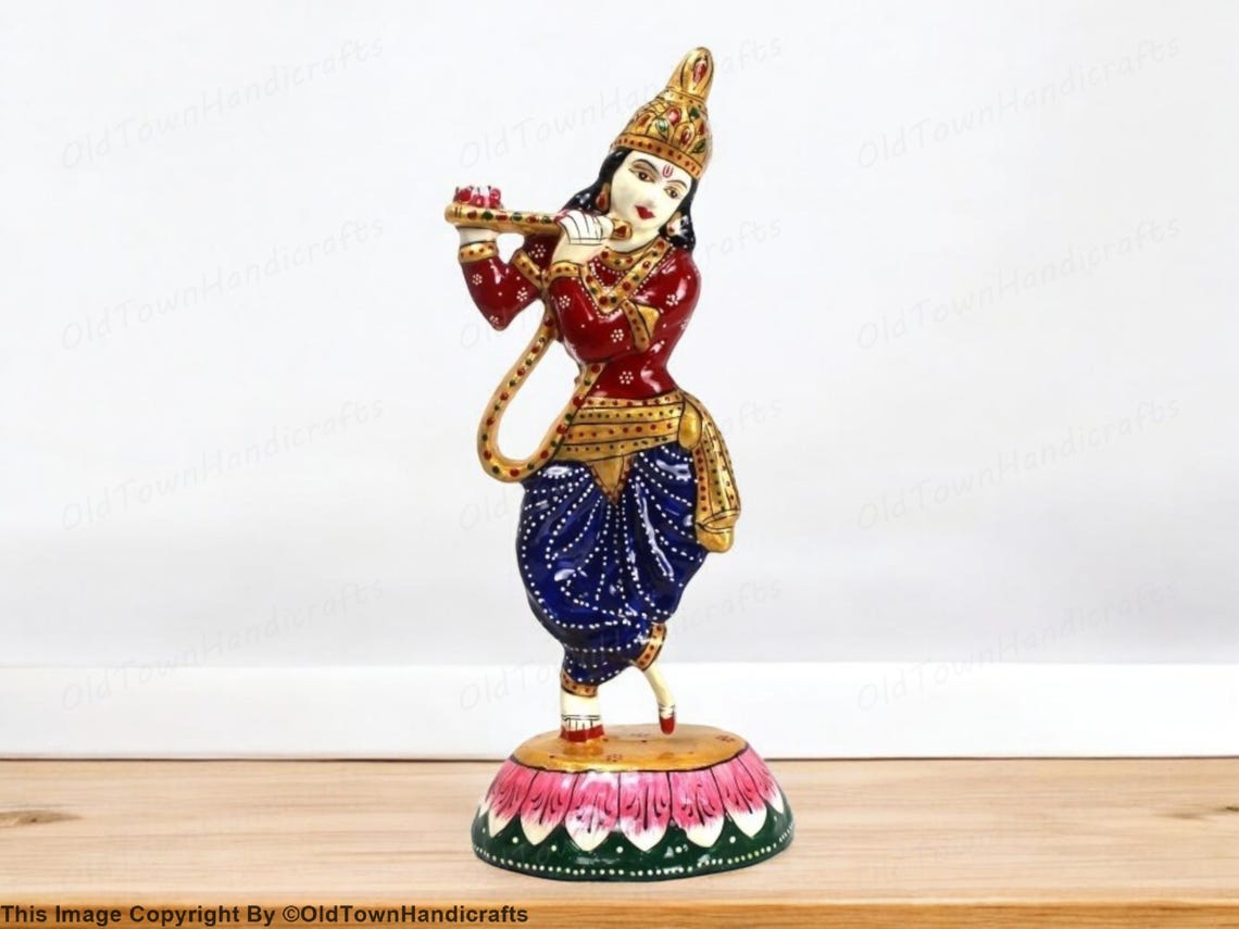 Krishna Idol Handcrafted Hindu God Statue, Spiritual Home Temple Decor ...
