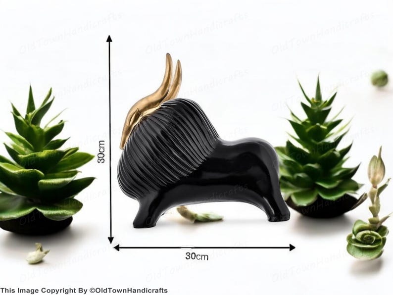Black Yak Sculpture With Golden Horns Polyresin Home Decor Strength ...
