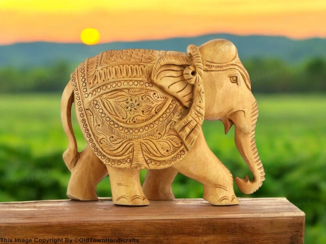 Elephant Artisan Handcrafted Wooden Elephant Showpiece Elegant Light ...