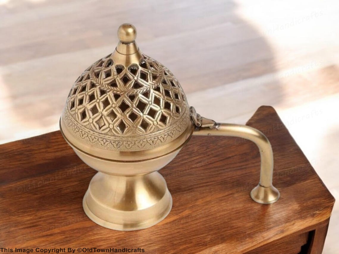 Brass Dhoop Dani Incense Holder Unique Reusable Home Decor Artistic Candle Holder for Relaxation ...