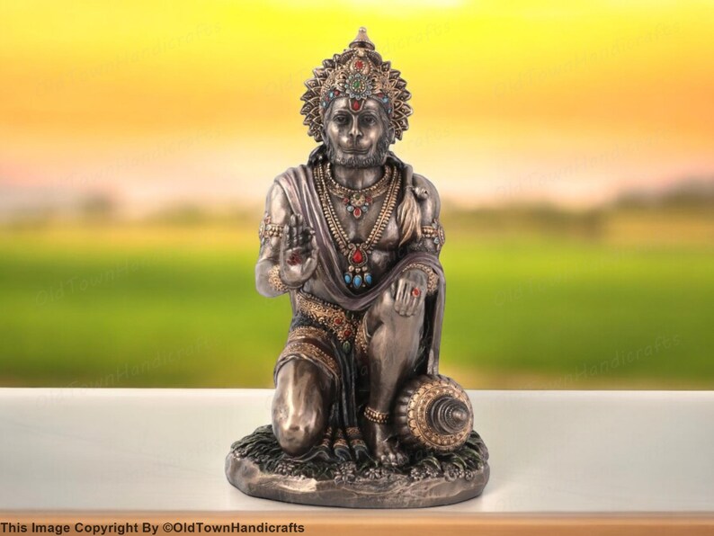 Copper Finish Hanuman Statue Hindu God of Strength & Devotion Home ...