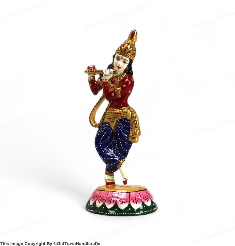 Krishna Idol Handcrafted Hindu God Statue, Spiritual Home Temple Decor ...