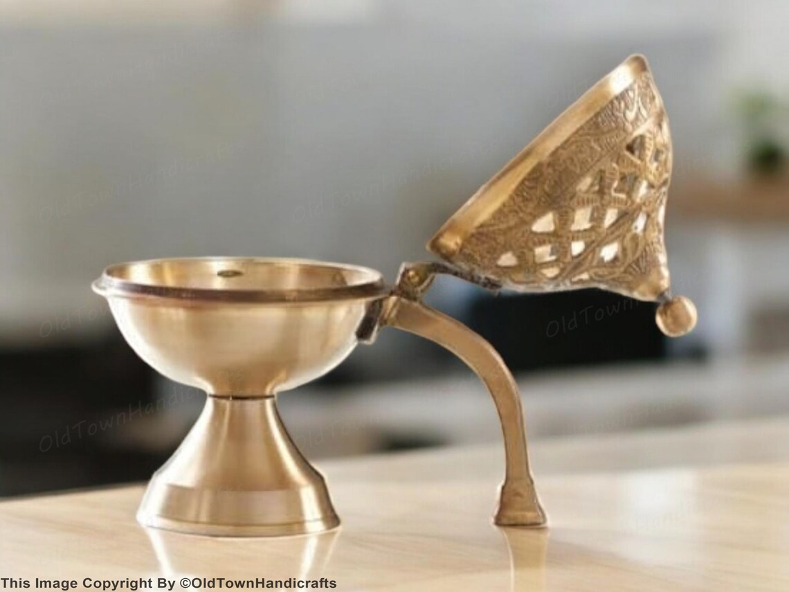 Brass Dhoop Dani Incense Holder Unique Reusable Home Decor Artistic Candle Holder for Relaxation ...