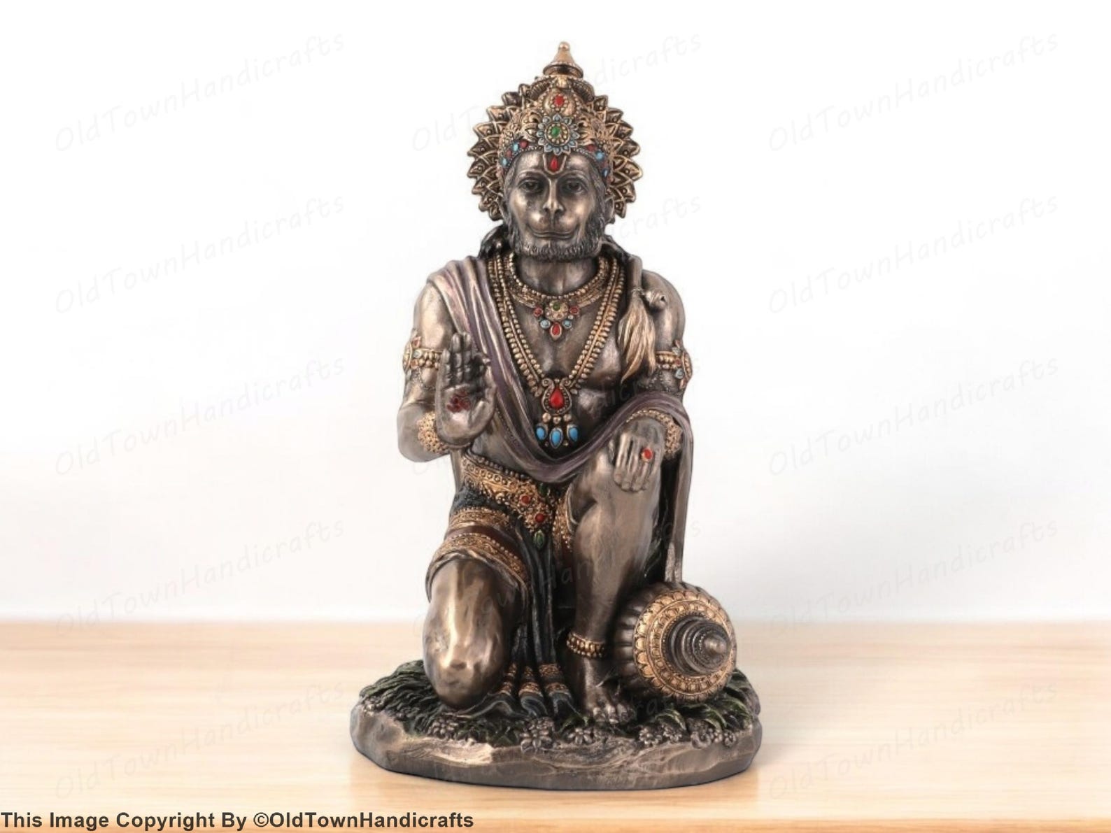 Copper Finish Hanuman Statue Hindu God of Strength & Devotion Home ...