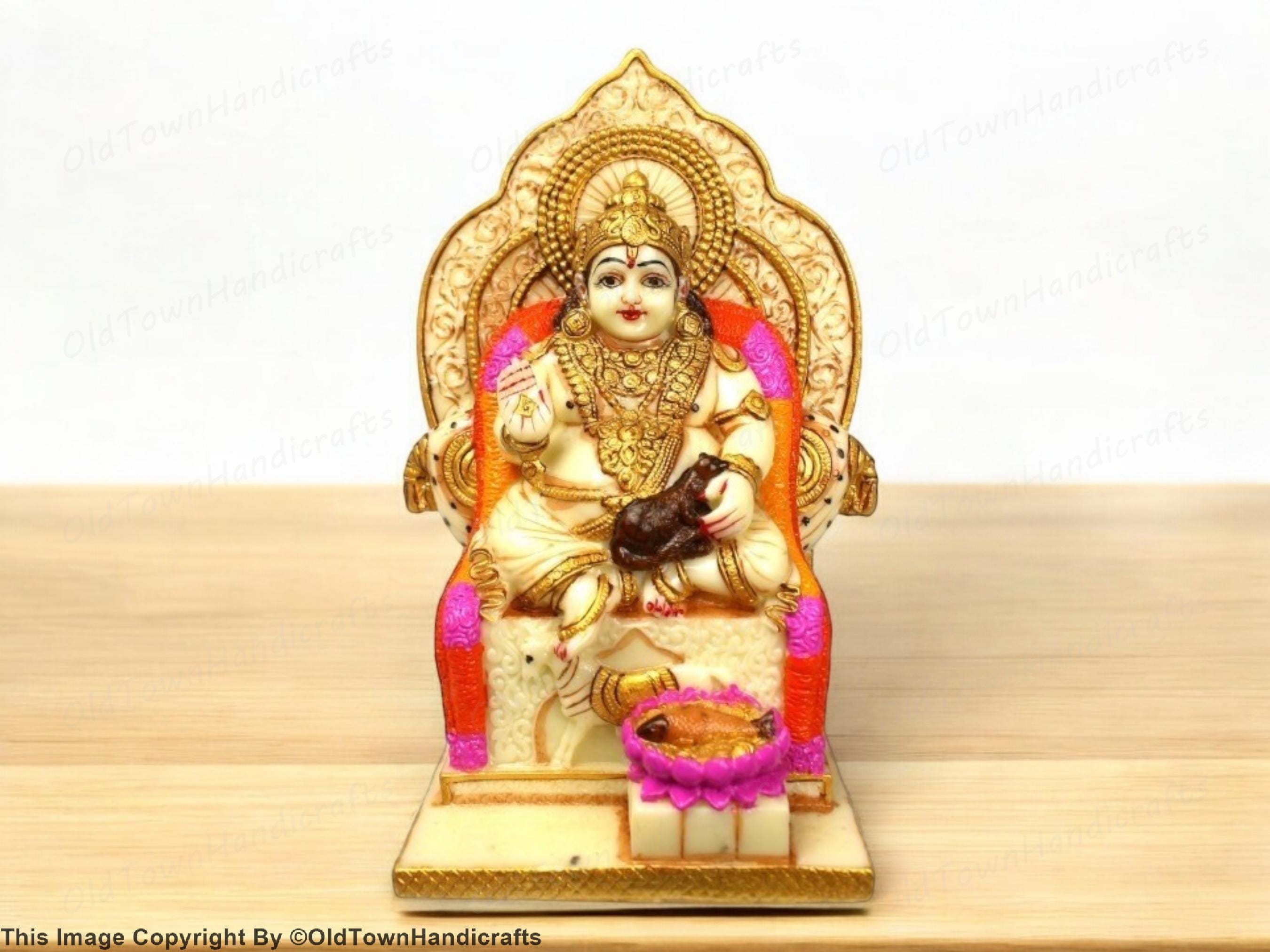 Marble Dust Lord Kuber Statue for Prosperity Hindu God Decor Gold Coins ...