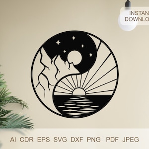 Yin Yang Dxf Laser Cut Files Svg for Cricut Digital Prints Png ...