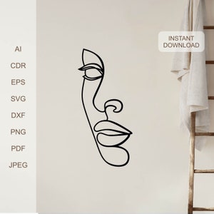 Girl Face Line Art DXF Laser Cut File Svg Files for Cricut Digital ...