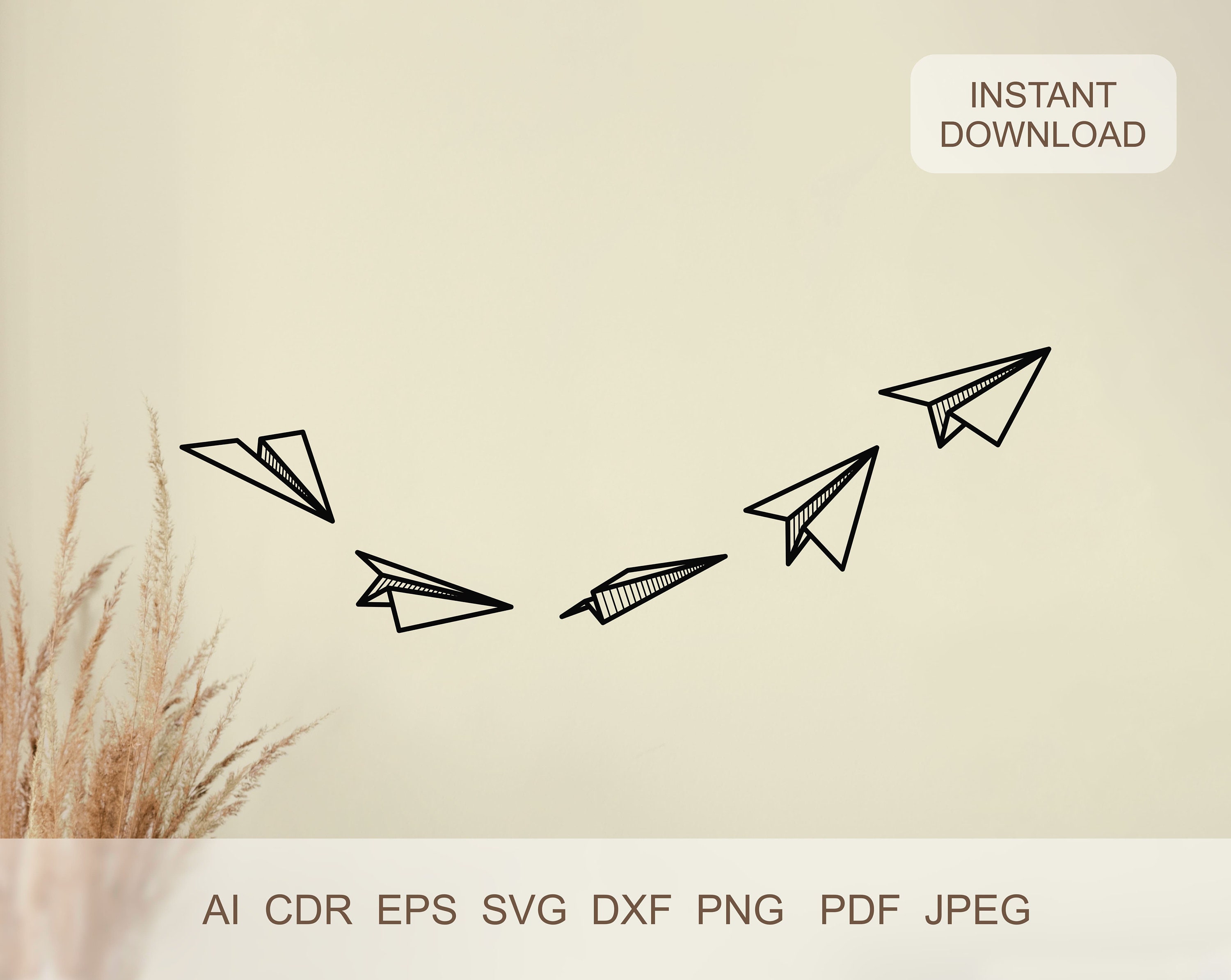 Origami Paper Planes Svg Dxf Laser Cut Files Wall Art Svg - Etsy