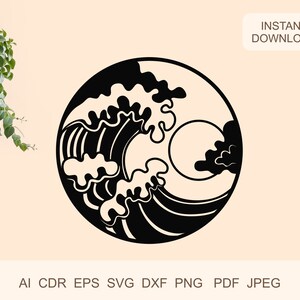 Sea Waves Svg Dxf Laser Cut Files Svg for Cricut Ocean Waves Pdf Dxf ...