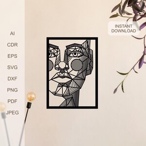 Geometric Face Svg Dxf Laser Cut Files Girl Face SVG Files for Cricut ...