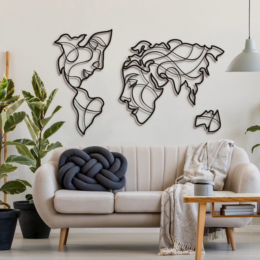 Face World Map Svg Dxf Laser Cut Files Svg Files for Cricut Maps Dxf ...
