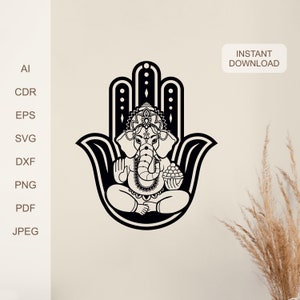 Hamsa Svg Dxf Laser Cut Files Ganesha Svg File for Cricut Dxf File for ...