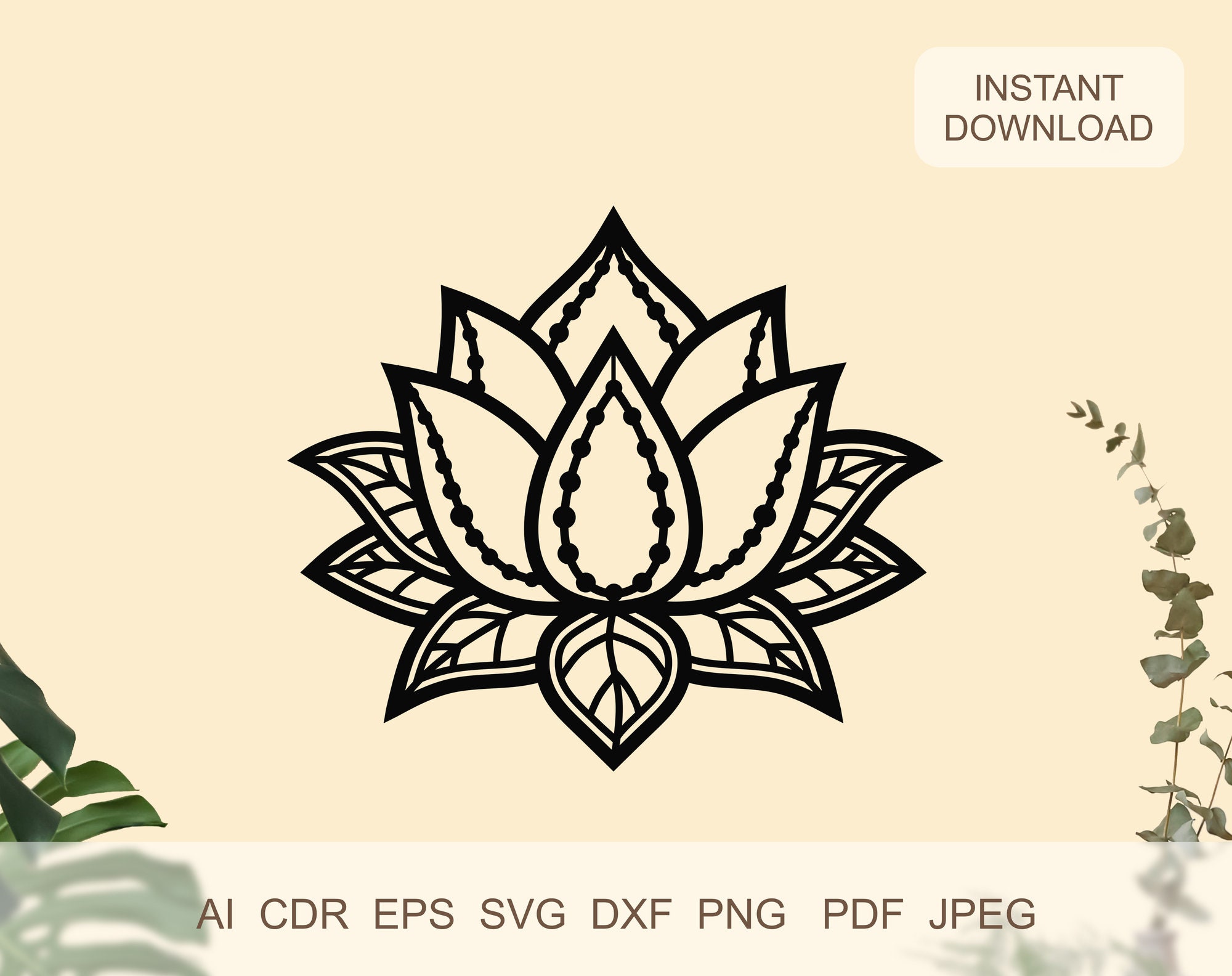 Lotus Flower DXF Laser Cut Files Lotus Mandala Svg Files for - Etsy Canada