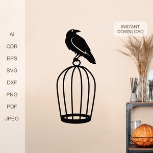 Raven Svg Dxf Laser Cut Files Crow Svg Files for Cricut Dxf for Cnc ...