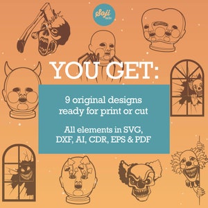 Сreepy Svg Bundle Spooky Dxf Laser Cut Files Scary Svg Files for Cricut ...