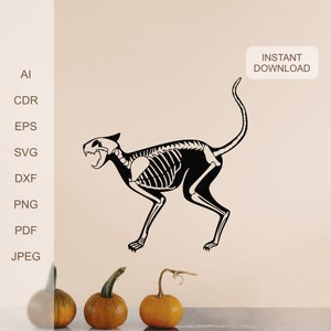 Cat Skeleton SVG Dxf Laser Cut Files Cats Silhouette Dxf File for ...