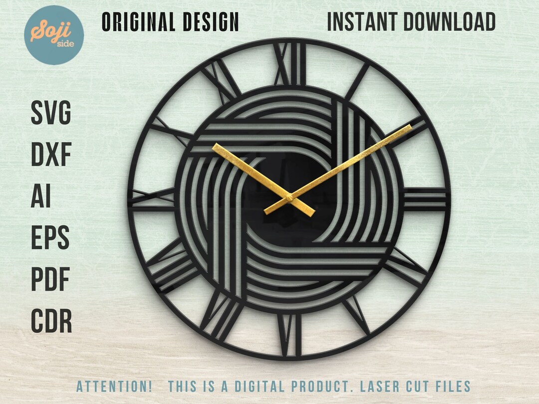 Wall Clock Face SVG DXF Ready Laser Cut Files Svg File for Cricut Dxf ...
