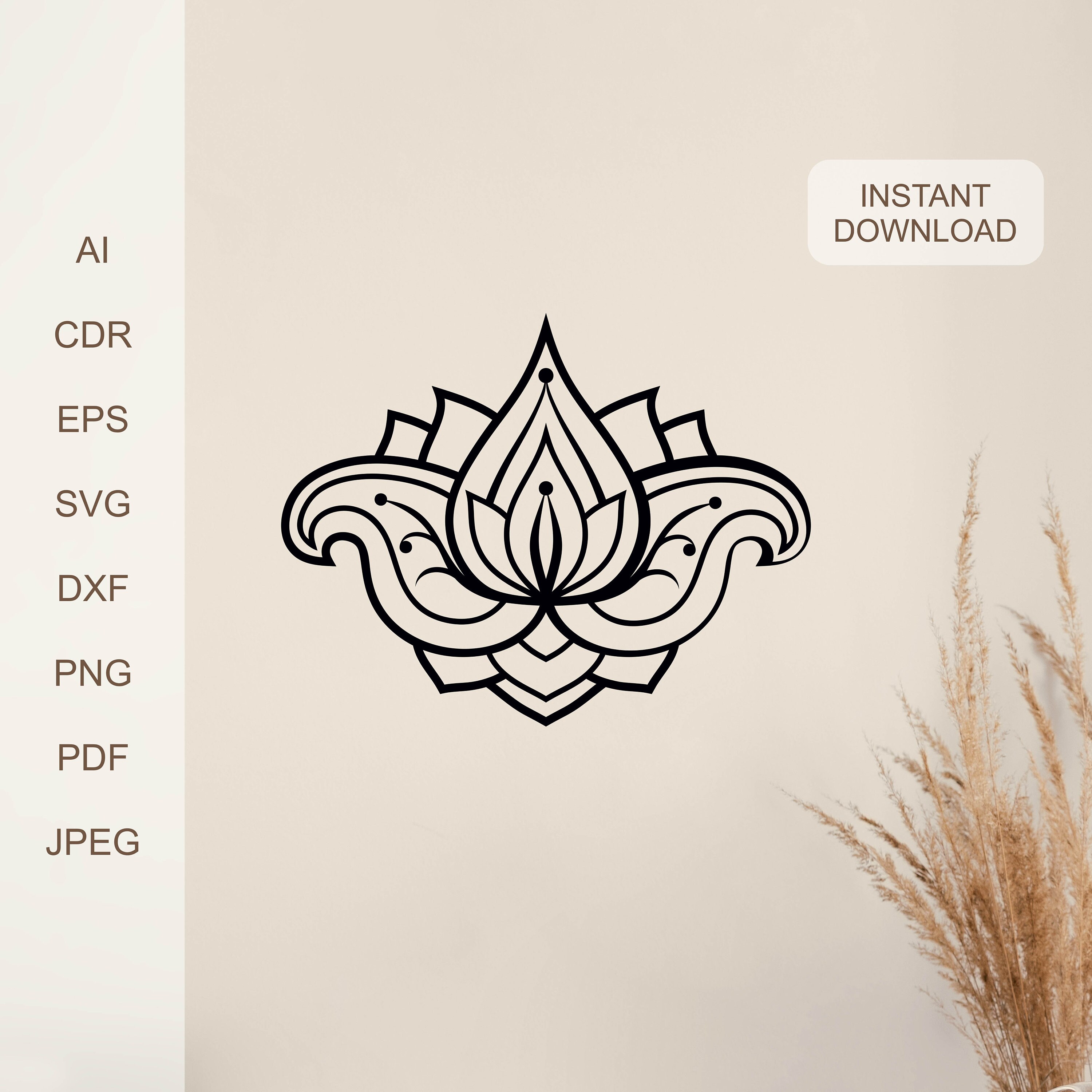 Lotus Flower DXF Laser Cut Files Lotus Mandala Svg Files for - Etsy UK