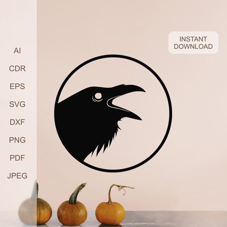 Raven Head Svg Dxf Laser Cut Files Crow Svg Files For Cricut Etsy