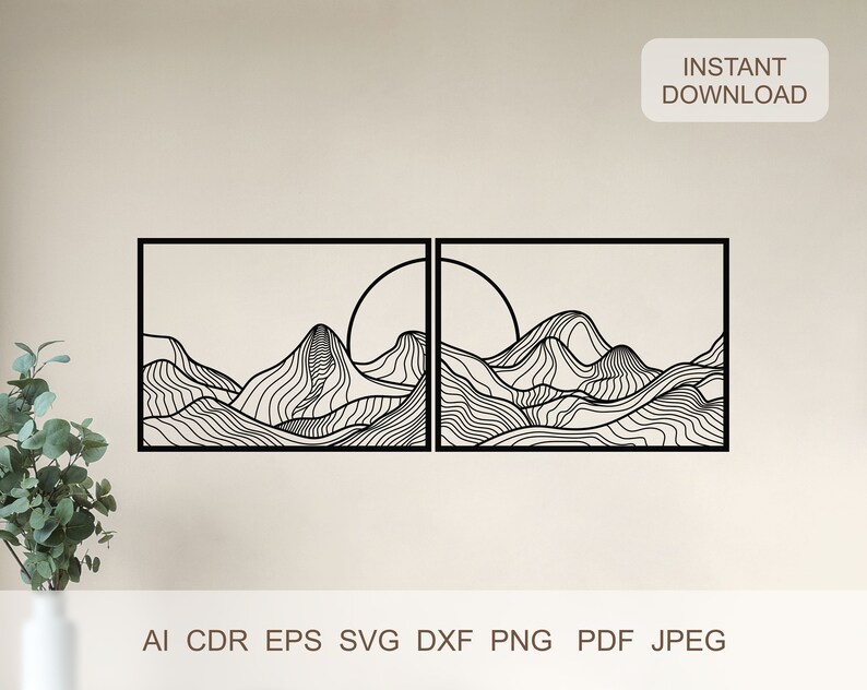 Mountains Svg Dxf Pdf Laser Cut Files Mountain Wall Art Svg - Etsy