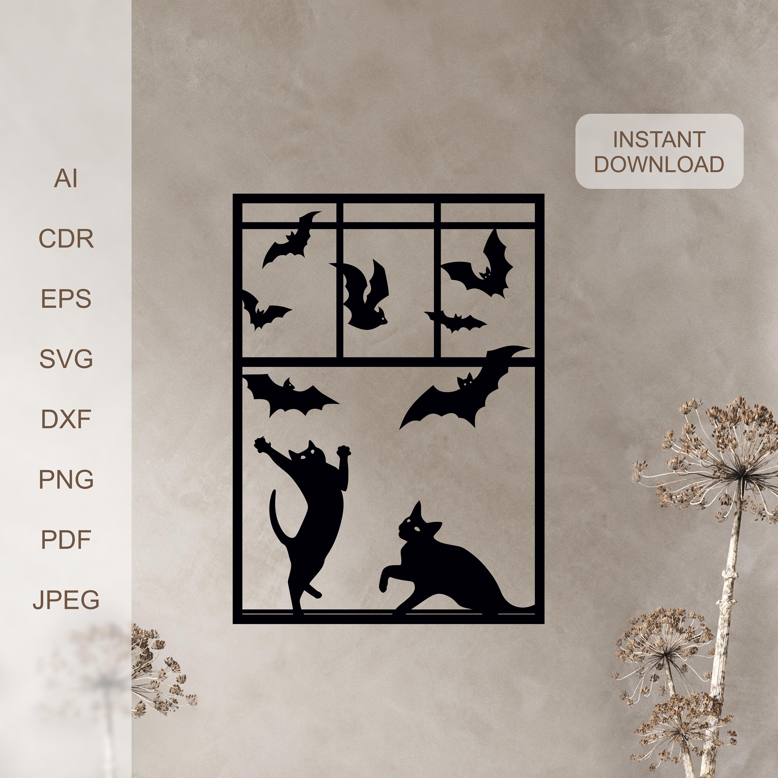 Bats Dxf Laser Cut Files Cats Svg Files For Cricut Digital Etsy Hong Kong