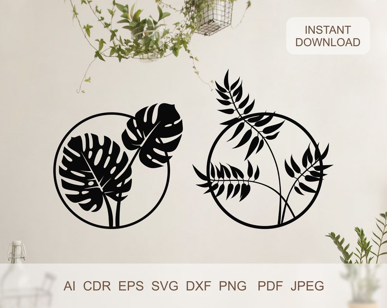 Monstera Leaves Svg Dxf Pdf Eps Laser Cut Files Svg File for - Etsy