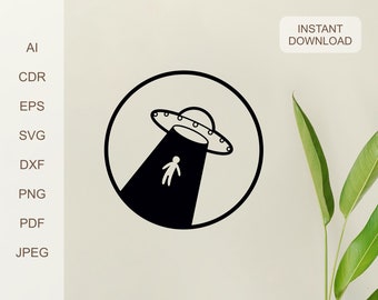 Aliens Svg Bundle Alien Abduction Dxf Laser Cut Files Flying Disc Svg ...