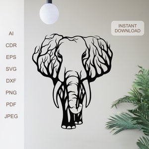 Elephant Svg Dxf Pdf Eps Cdr File Laser Cut Files Laser Ready Files ...