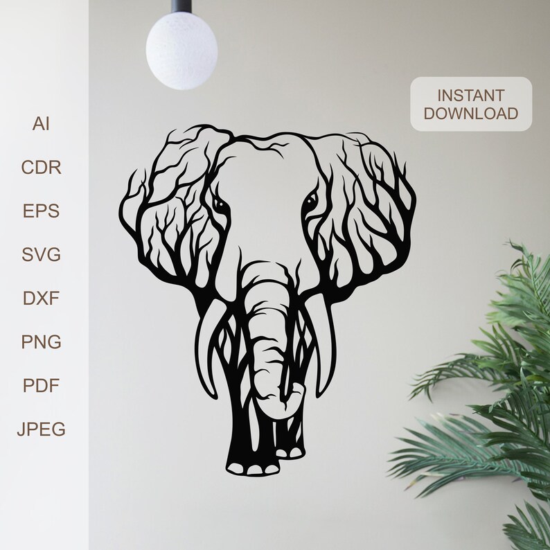 Elephant Svg Dxf Pdf Eps Cdr File Laser Cut Files Laser Ready - Etsy