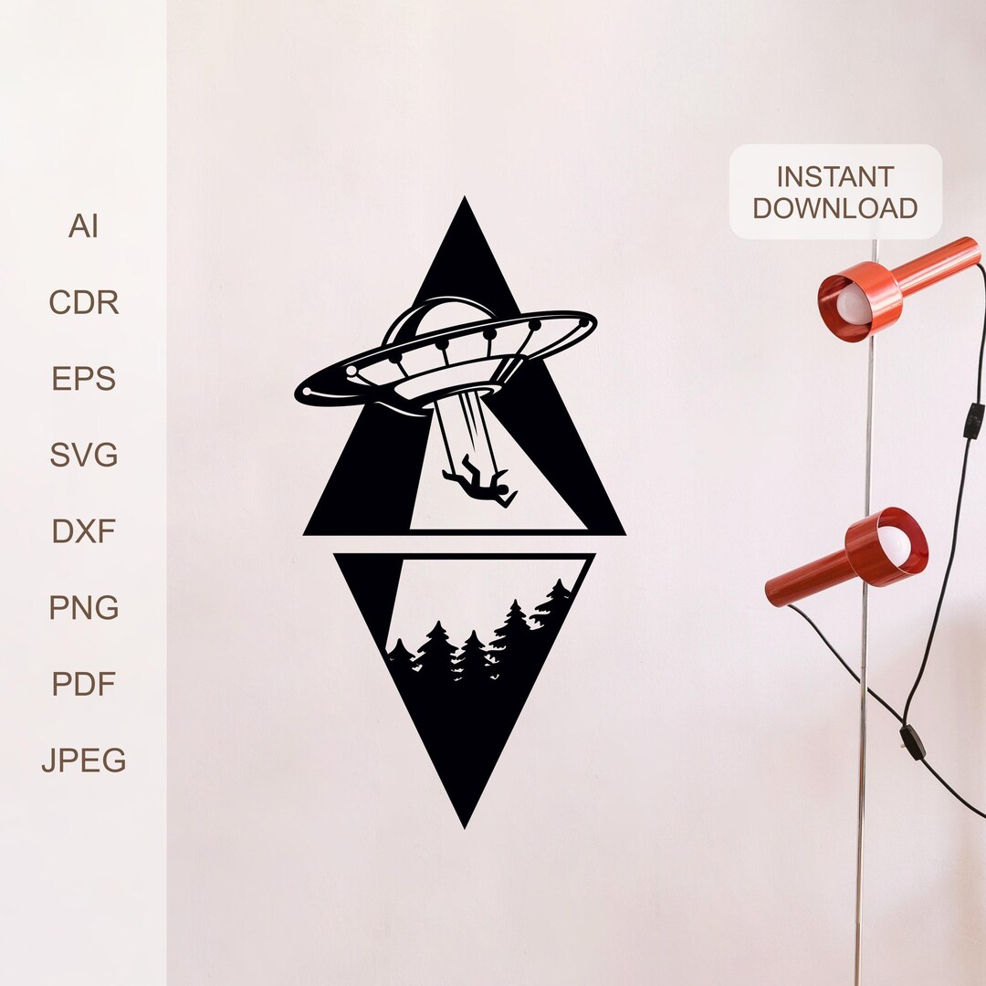 Alien Abduction Svg Dxf Laser Cut Files Flying Disc Svg Files for ...