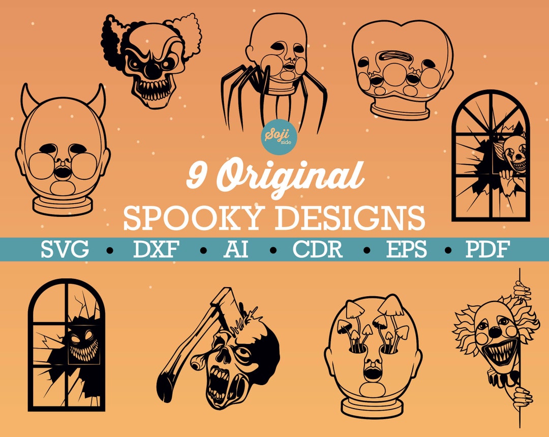 Сreepy Svg Bundle Spooky Dxf Laser Cut Files Scary Svg Files for Cricut ...
