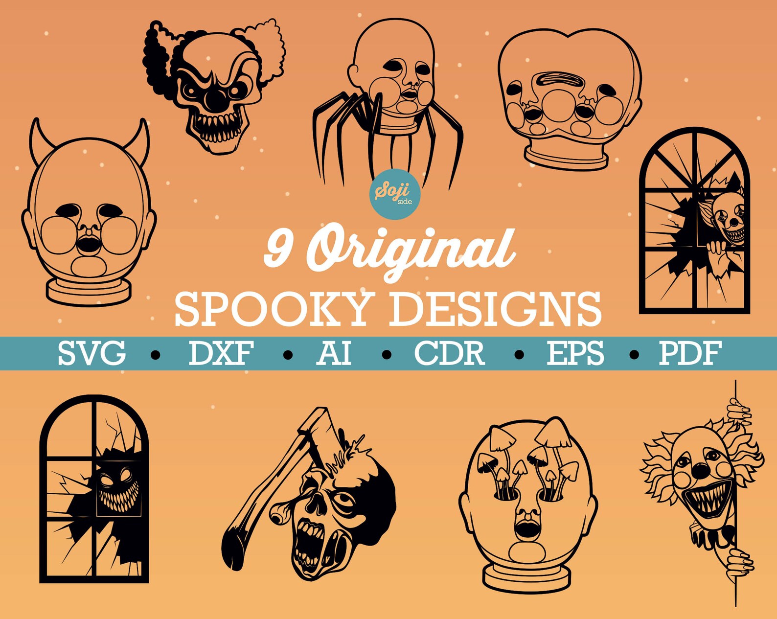 Сreepy Svg Bundle Spooky Dxf Laser Cut Files Scary Svg Files - Etsy