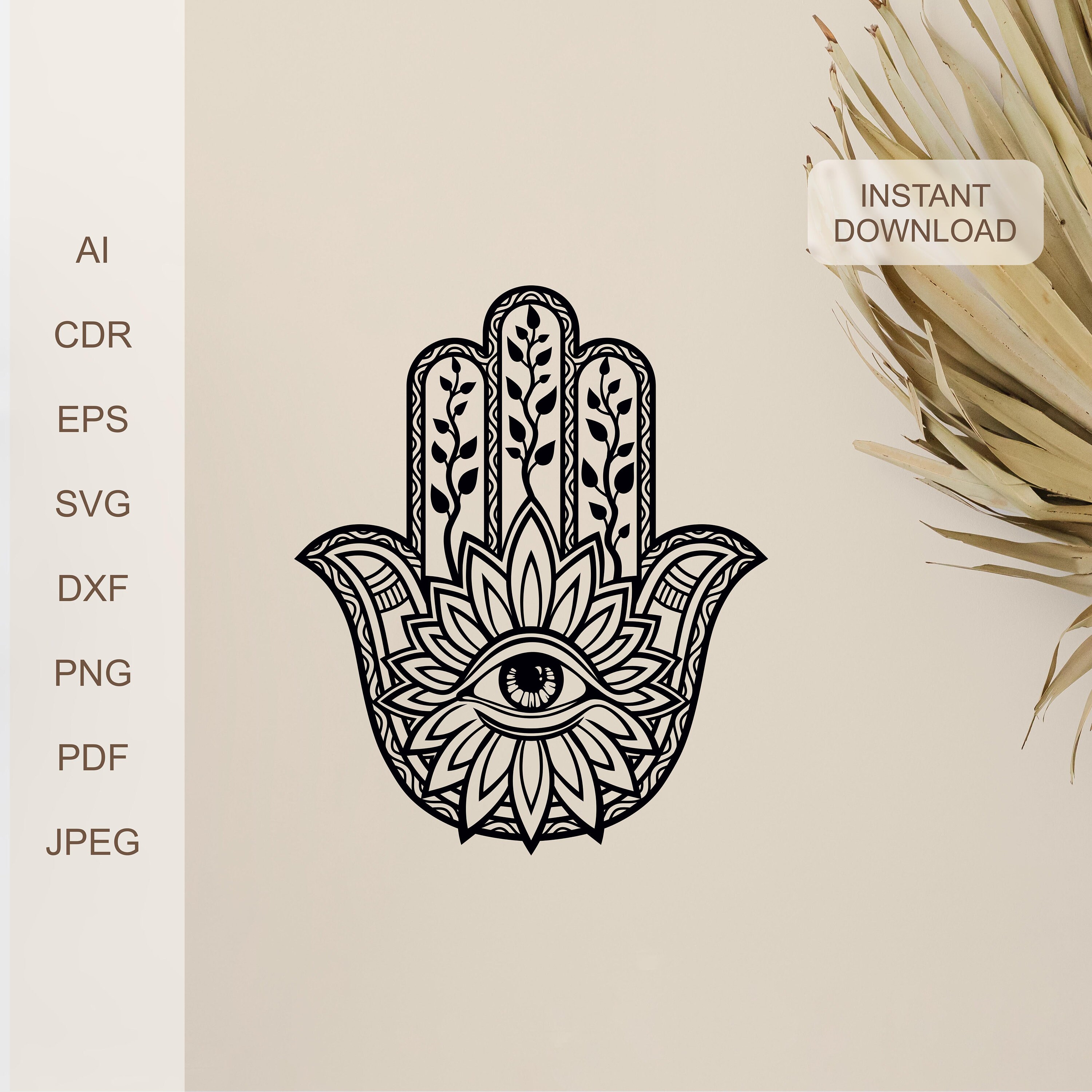 Hamsa Svg Dxf Laser Cut Files Mandala Hand Svg File for Cricut - Etsy ...