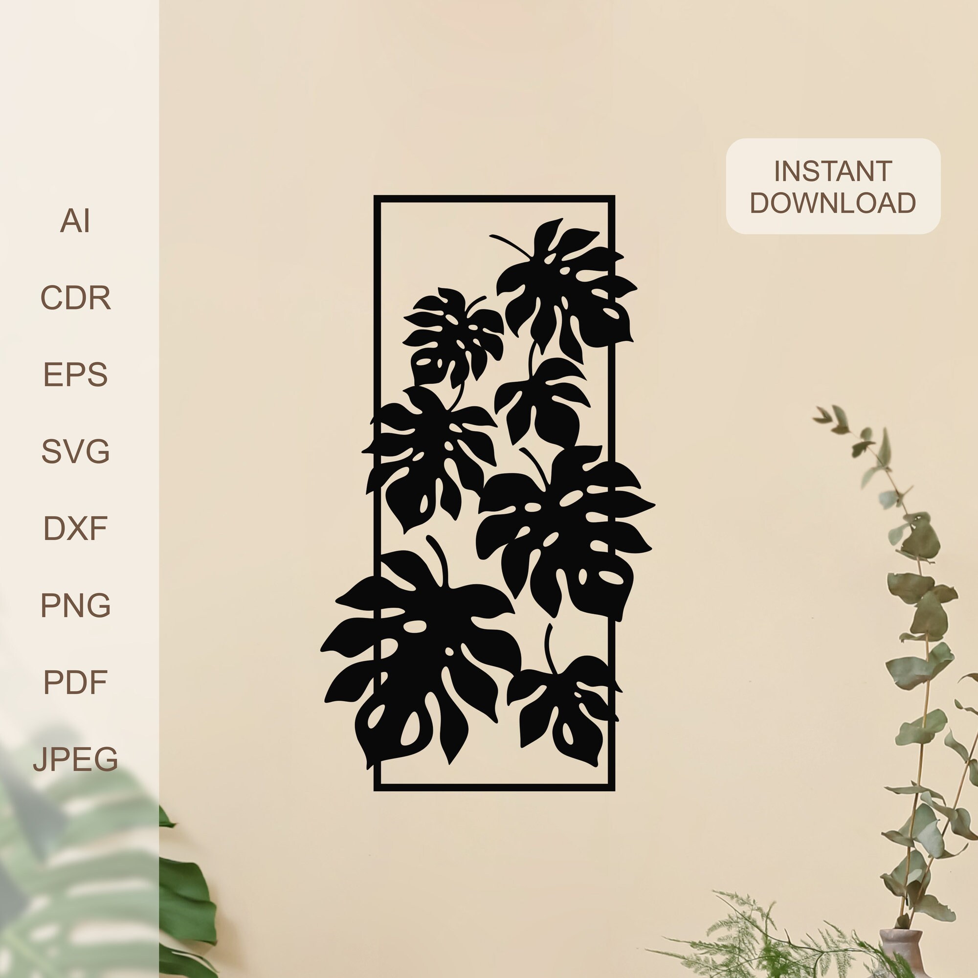 Monstera Leaves Svg Dxf Laser Cut Files Svg Files for Cricut - Etsy UK