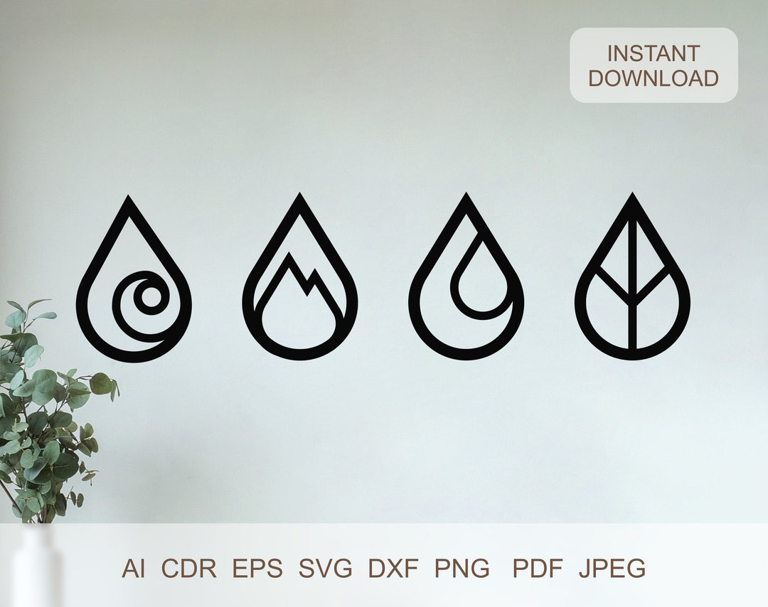 Four Elements Svg Dxf Laser Cut Files Svg Files for Cricut Dxf File for ...