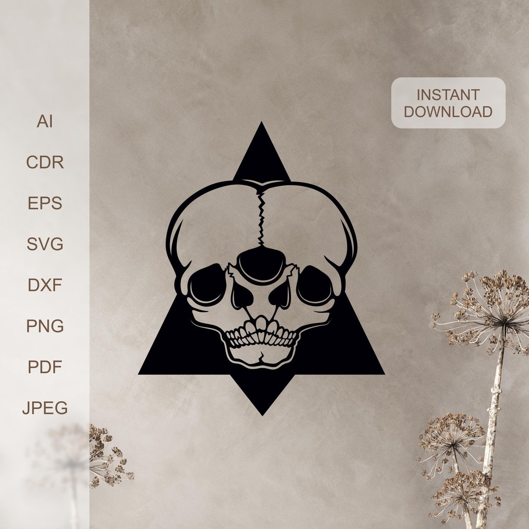 Human Skulls Svg Dxf Laser Cut Files Svg File for Cricut Gothic Dxf for ...