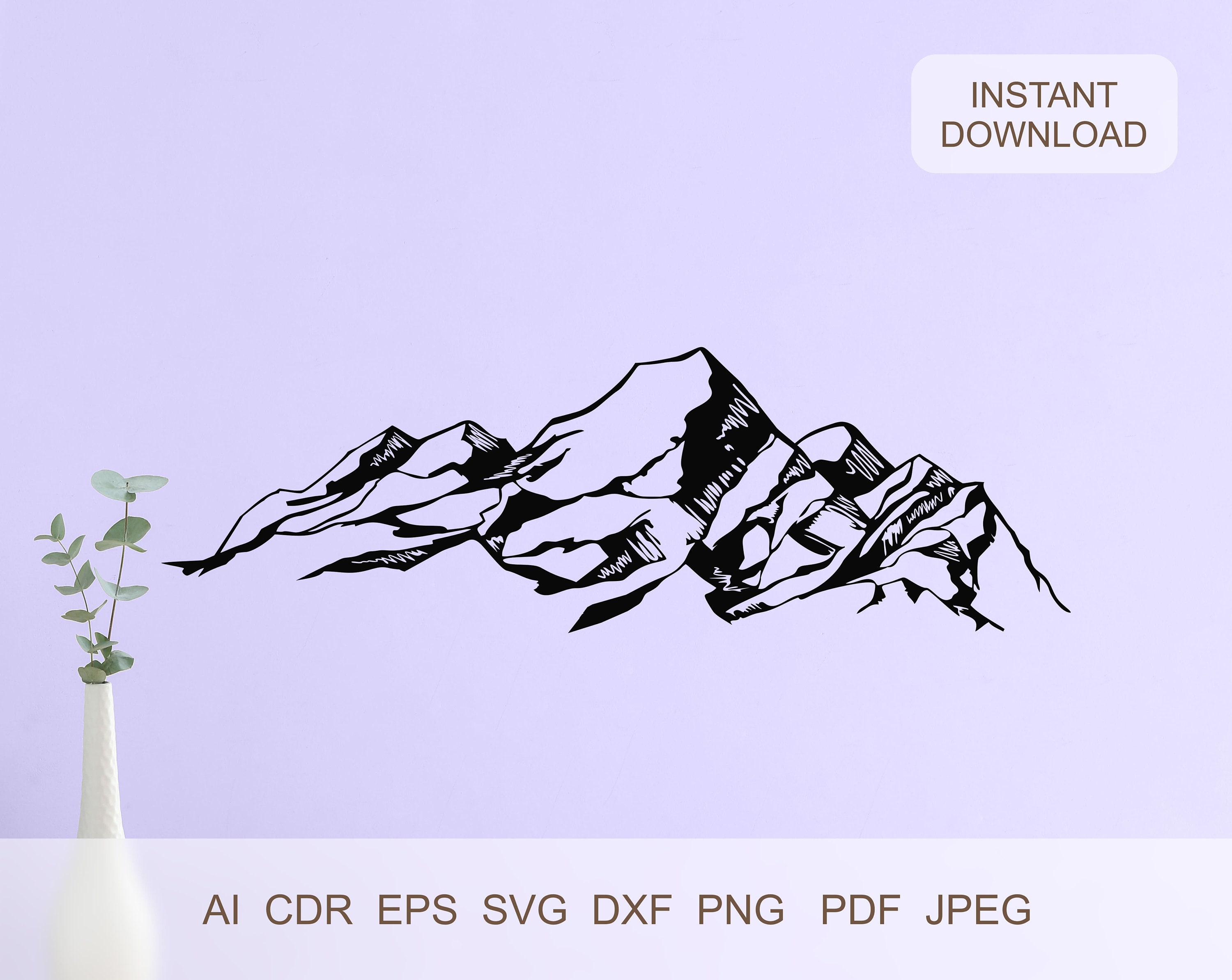 Montaña svg dxf pdf archivos cortados con láser Montañas arte - Etsy México