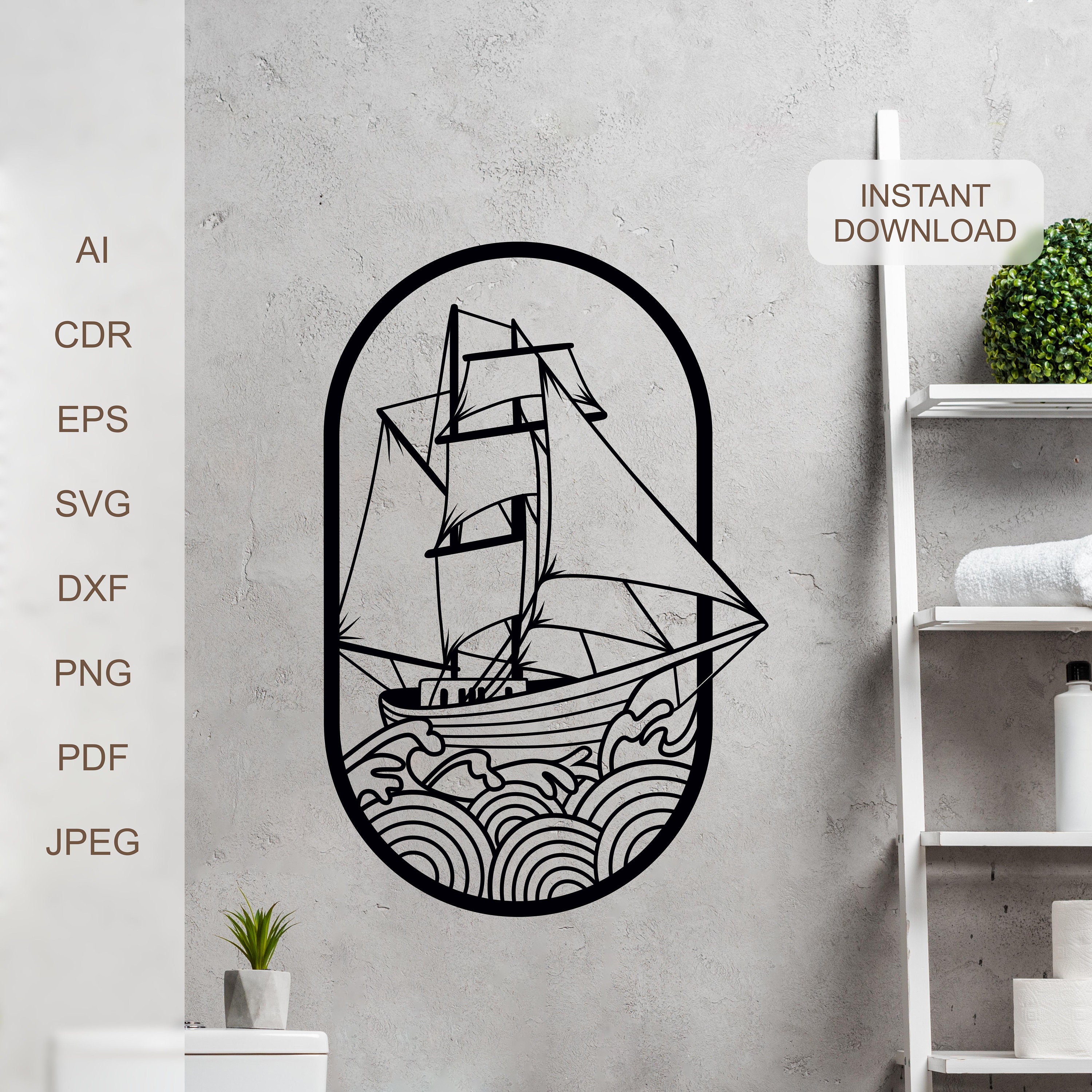 Sailing Ship DXF Laser Cut Files Svg Files for Cricut Digital - Etsy ...